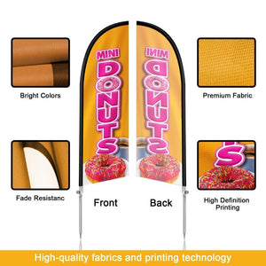 Donut Sign-8FT Mini Donuts Orange Feather Flag with Stainless Steel ...